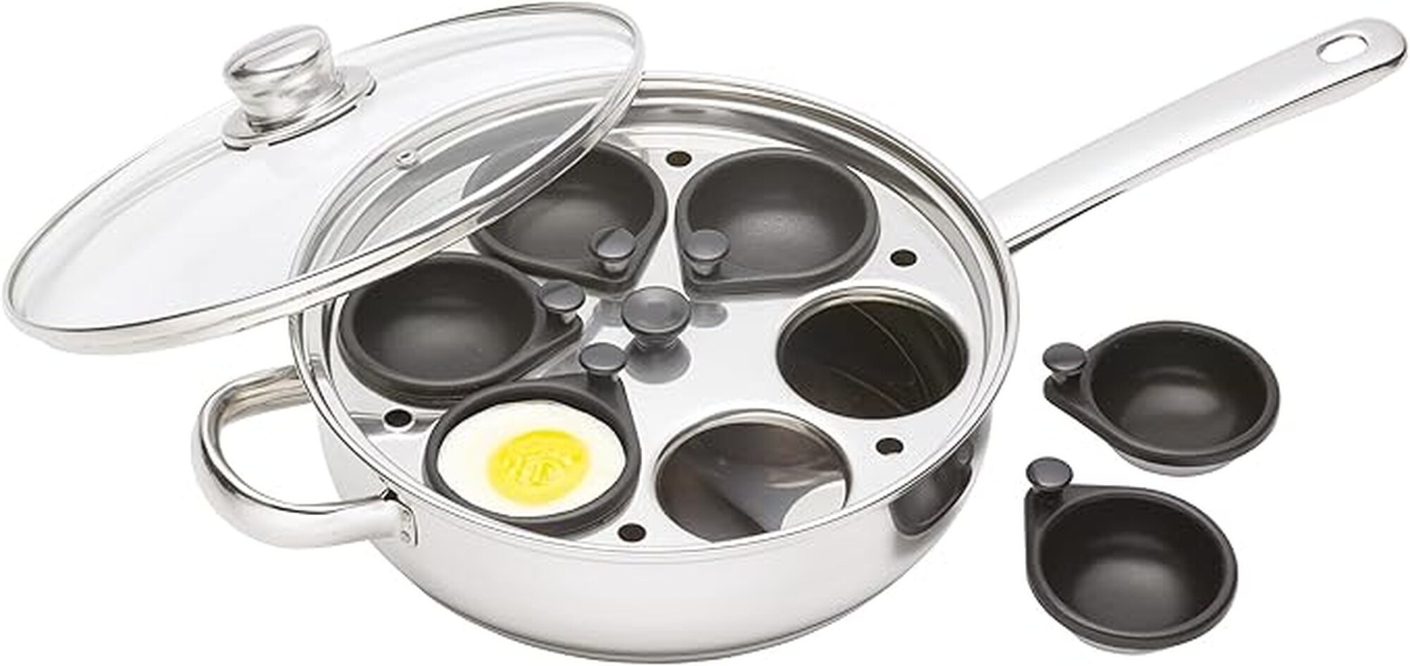 Сковорода для приготовления яиц KitchenCraft из нержавеющей стали, для 6 яиц, цвет серебристый