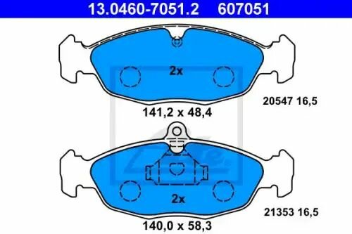 13.0460-7051.2 393 00 FDB732 колодки дисковые передние Opel Vectra A/Astra F 1.4i-1.8i/1.7D/TD 91-98