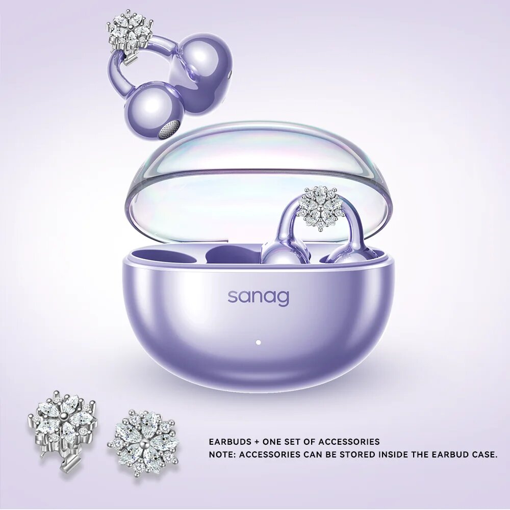 Sanag S6S Nova Ice Crystal Purple беспроводные наушники-серьги