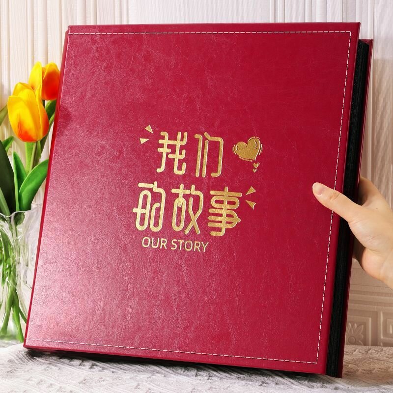 Фотоальбом большой вместимости для пар, семейный фотоальбом, памятный альбом, фотоальбом с проложенными листами, в кожаном переплете.