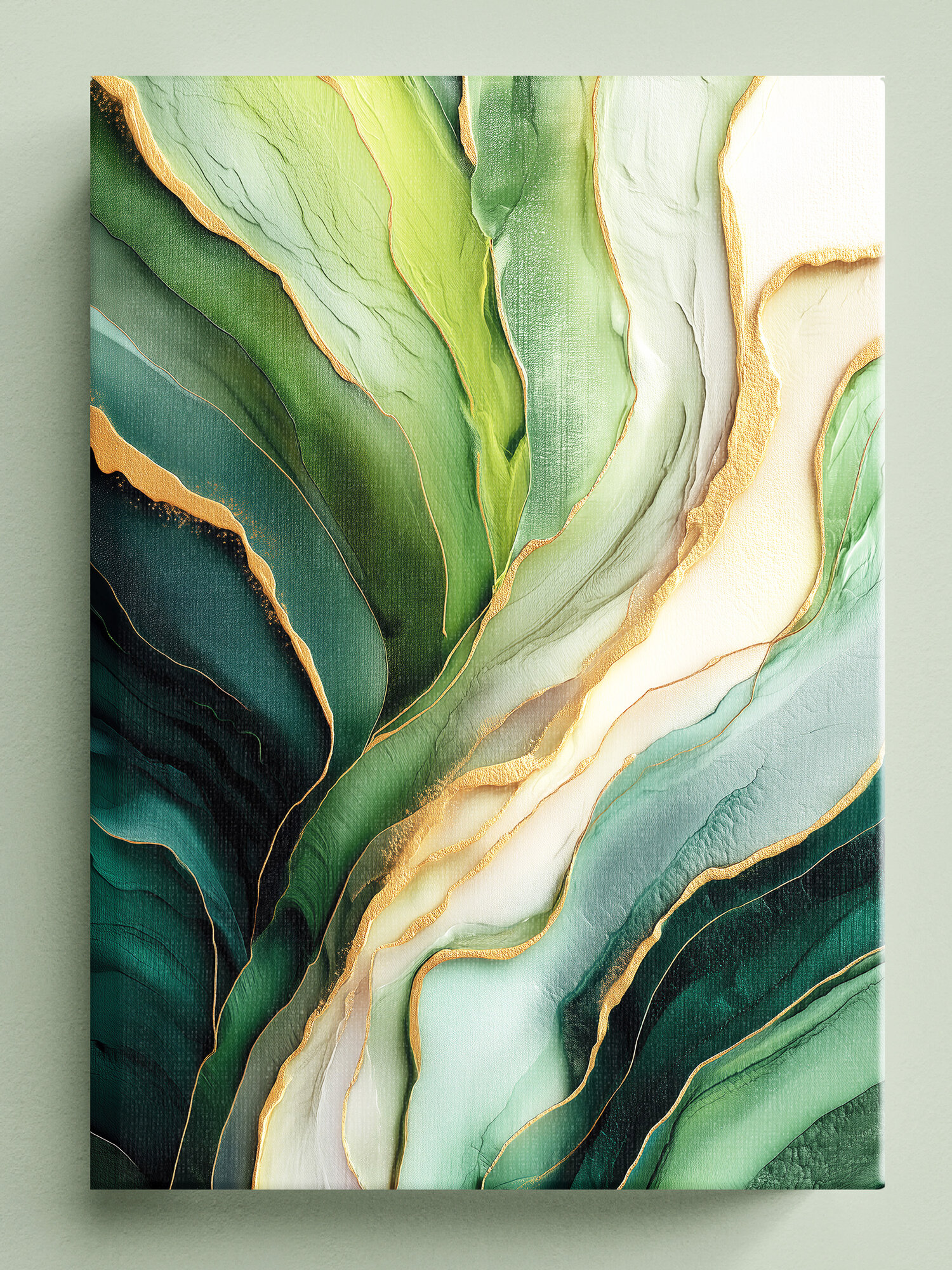 Картина Postermarket " Зеленый мрамор" на холсте с подрамником в раме 50х70 см
