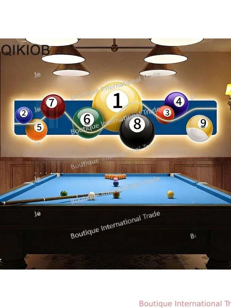QIKIOB Декоративная картина со светодиодной подсветкой Подходит для бильярдных залов, 120X40cm