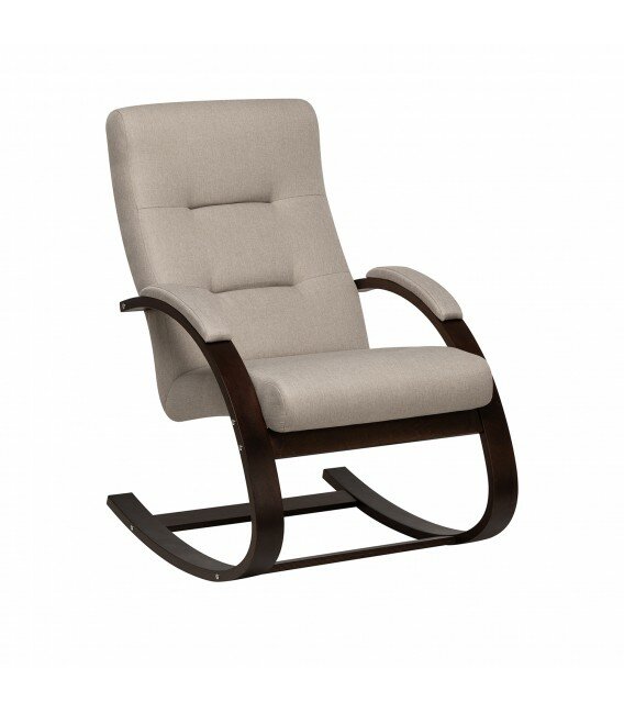 Кресло-качалка Leset Милано NEW, орех текстура, ткань рогожка, Malmo 05 бежевый
