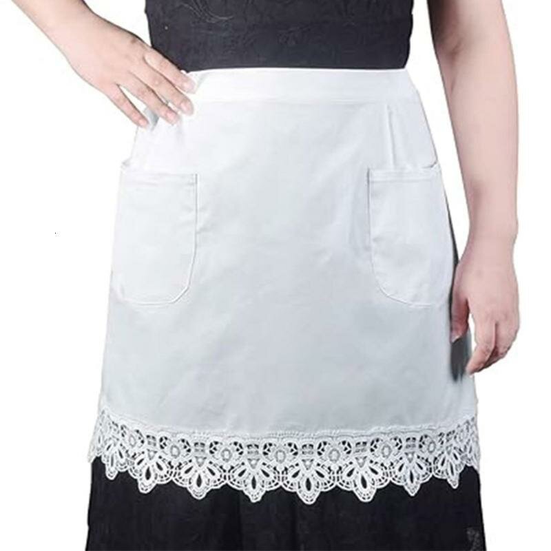 Женский фартук с карманом, Белое кружево