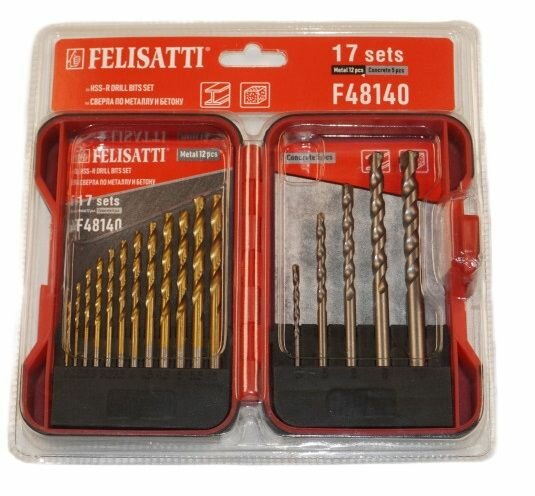 Набор сверл по металлу/бетону 17 шт. FELISATTI