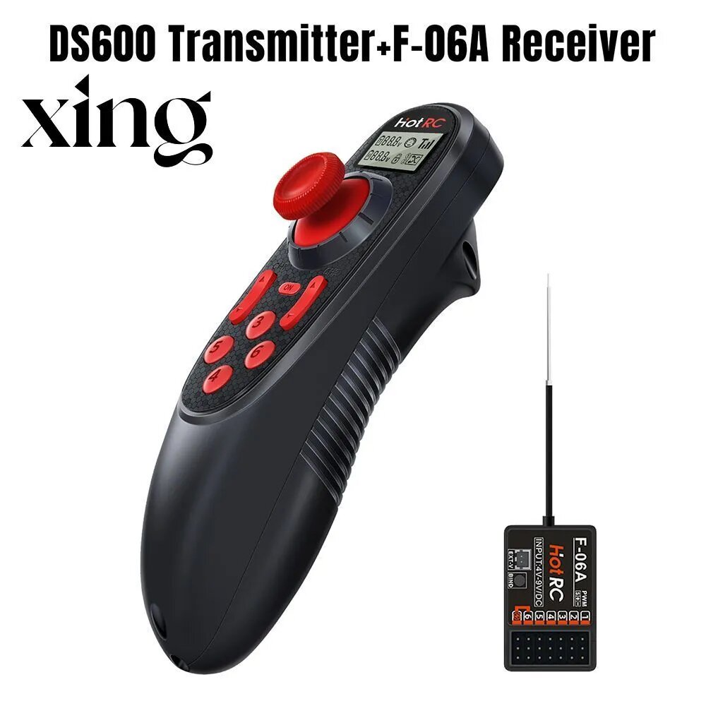 Передатчик HotRC DS600, 6 каналов, 2,4 ГГц, радиосистема, пульт дистанционного управления с ШИМ-приемником GFSK для модели RC автомобиля, лодки