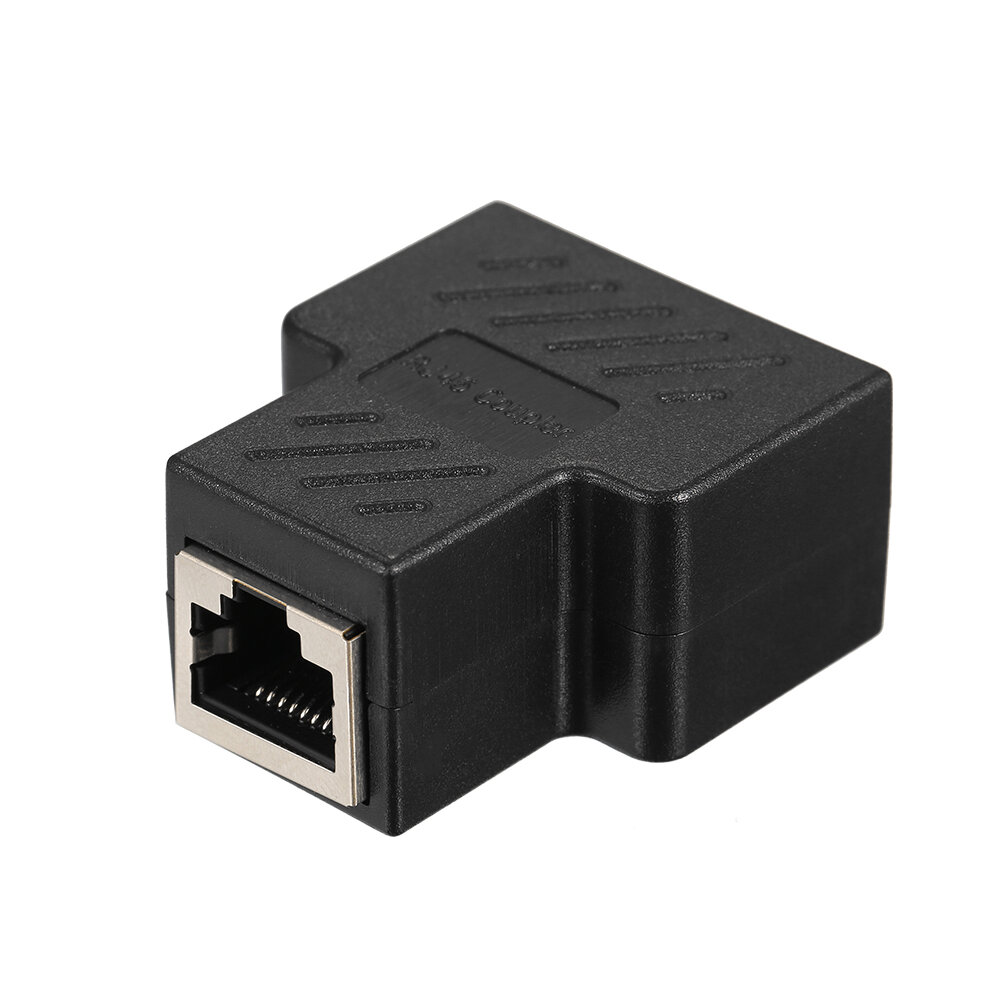 Адаптер-сплиттер RJ45 со 1 входом и 2 женскими портами для кабелей LAN Ethernet CAT 5/CAT 6/CAT 7, разъемы, хаб, ПК, ноутбук, роутер, модульный разъем, черный цвет, материал ABS с медным ядром, размер 4.2*3.5*2 см, вес 35 г, в комплект входит 1 адаптер