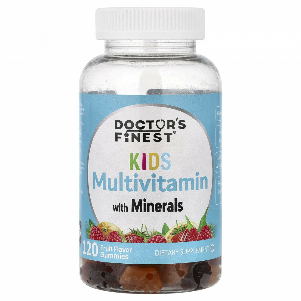 Doctor's Finest, мультивитамины с минералами для детей, фруктовый вкус, 120 жевательных таблеток