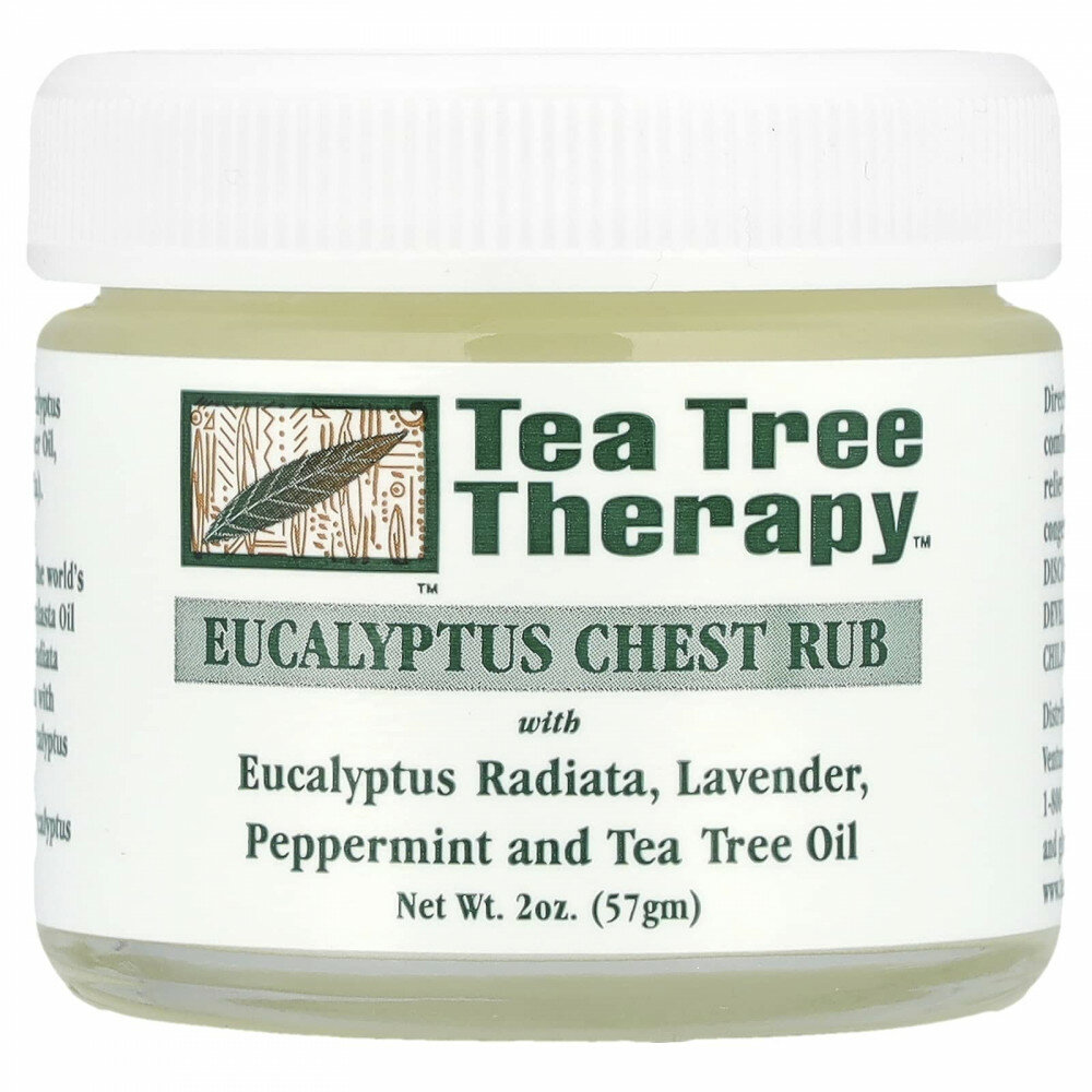 Tea Tree Therapy, растирание груди с эвкалиптом, 57 г (2 унции)