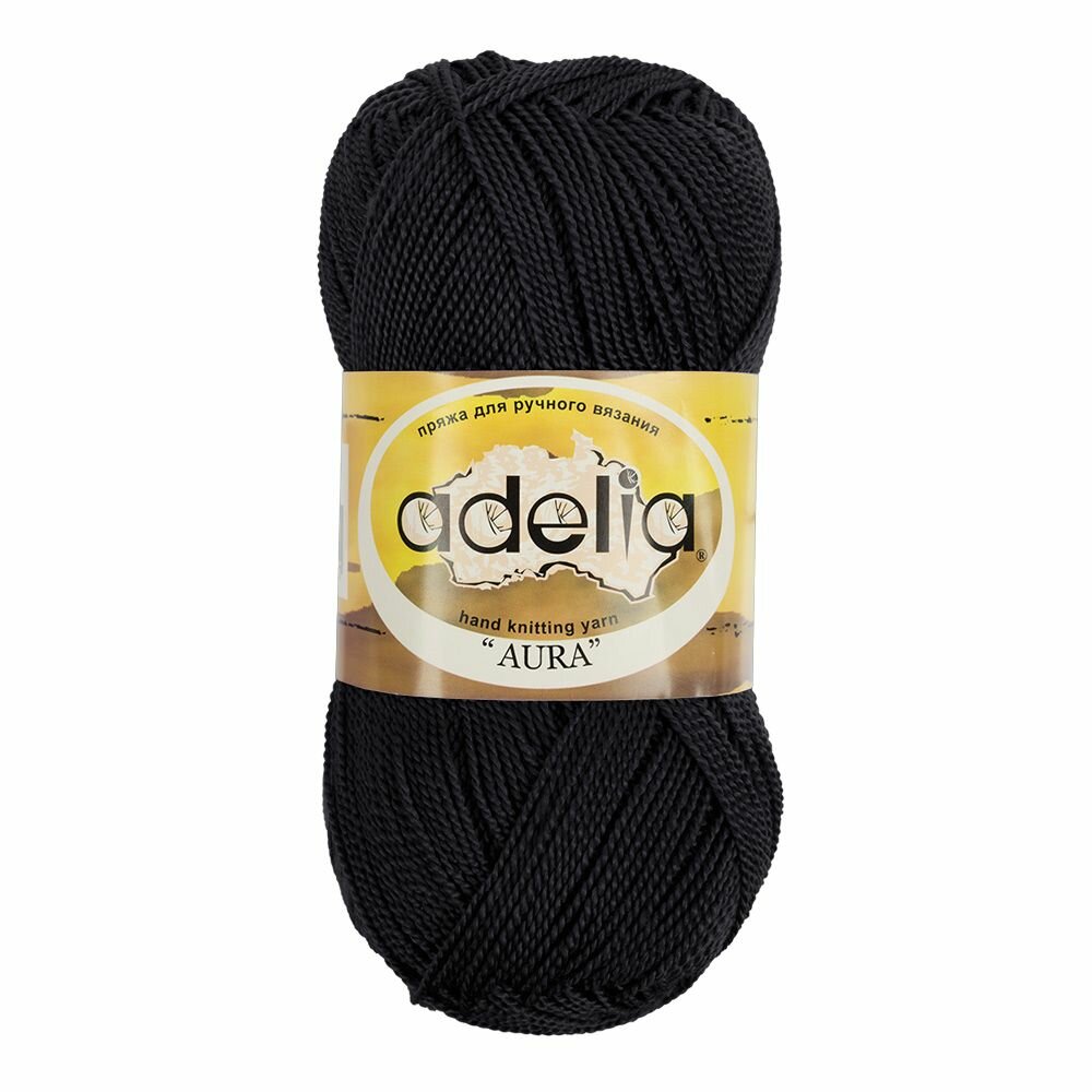 2 шт. Пряжа ADELIA "AURA" 100% акрил 1 шт. х 50 г 250 м 5 м №007 черный