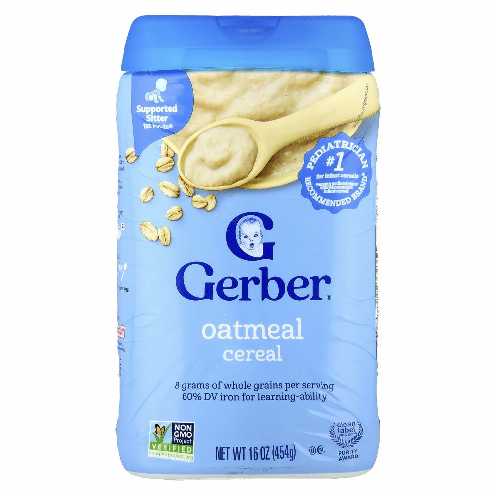Gerber, 1st Foods, овсяные хлопья, один вид злаков, 454 г (16 унций)