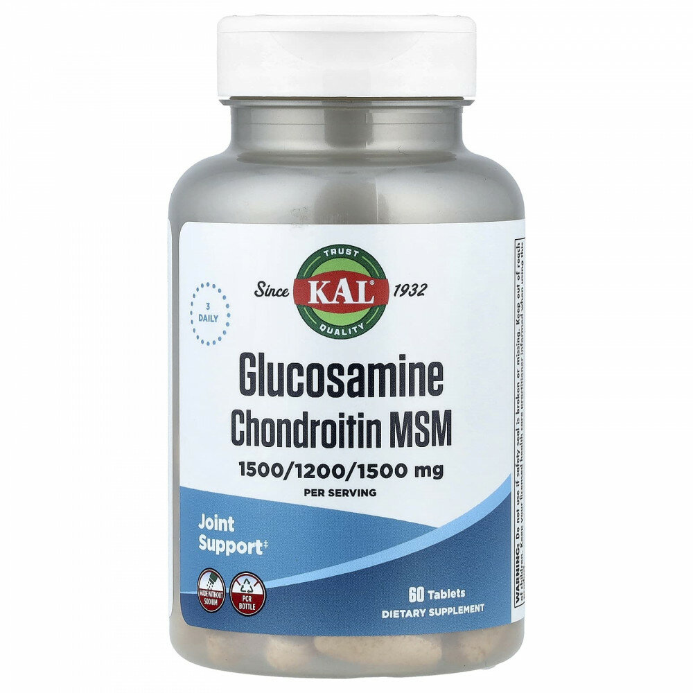 KAL, Глюкозамин хондроитин МСМ, 60 таблеток