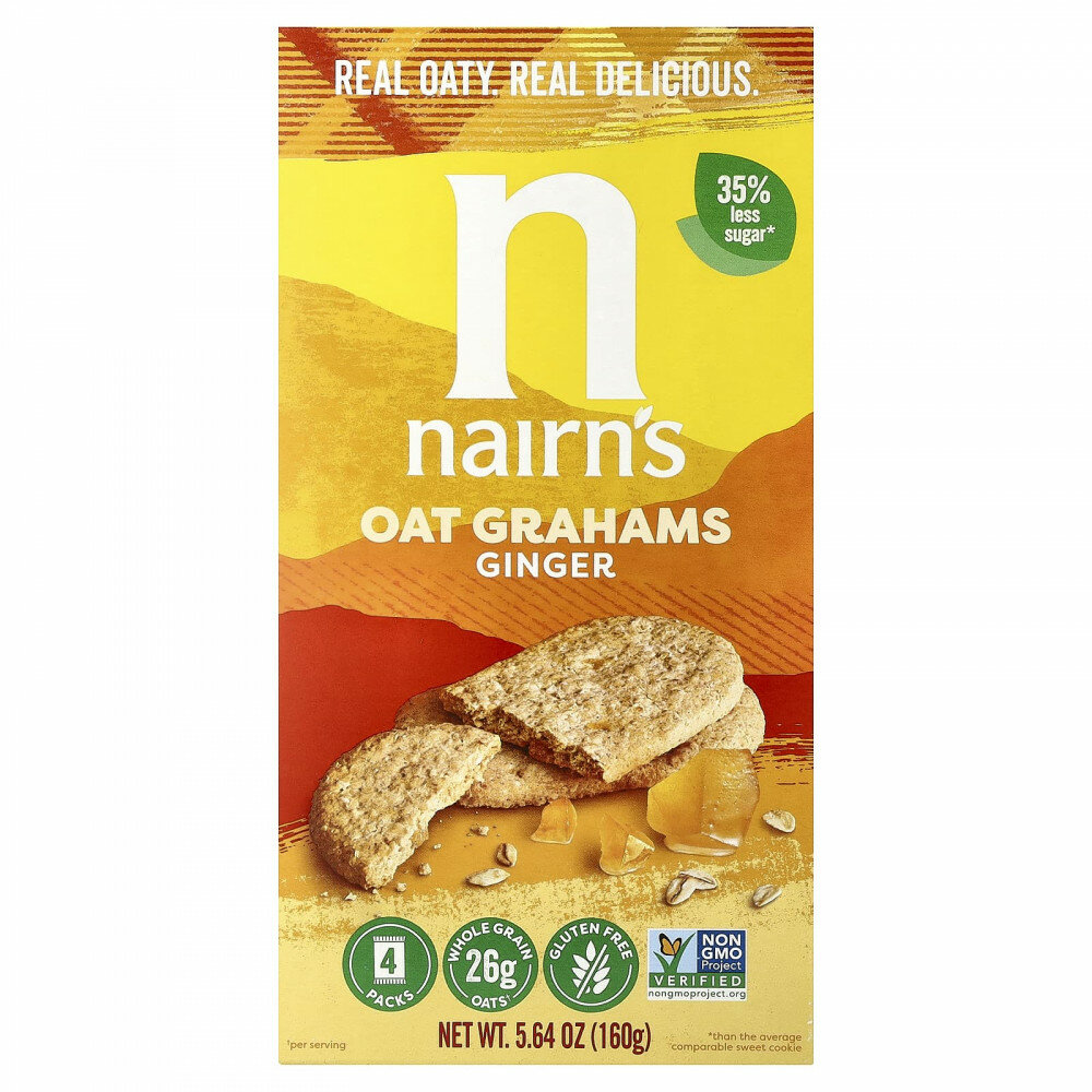Nairn's, Oat Grahams, без глютена, стебель имбиря, 160 г (5,64 унции)