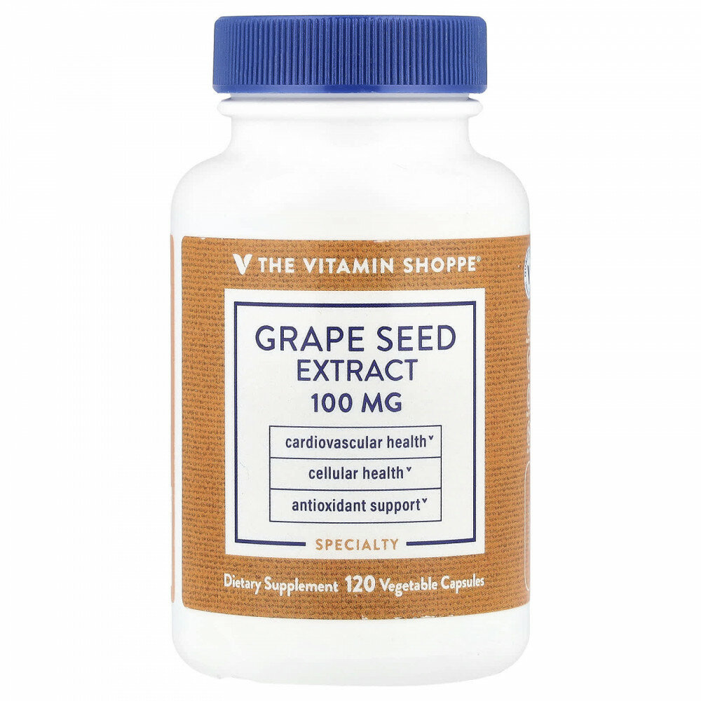 The Vitamin Shoppe, Экстракт виноградных косточек, 100 мг, 120 растительных капсул