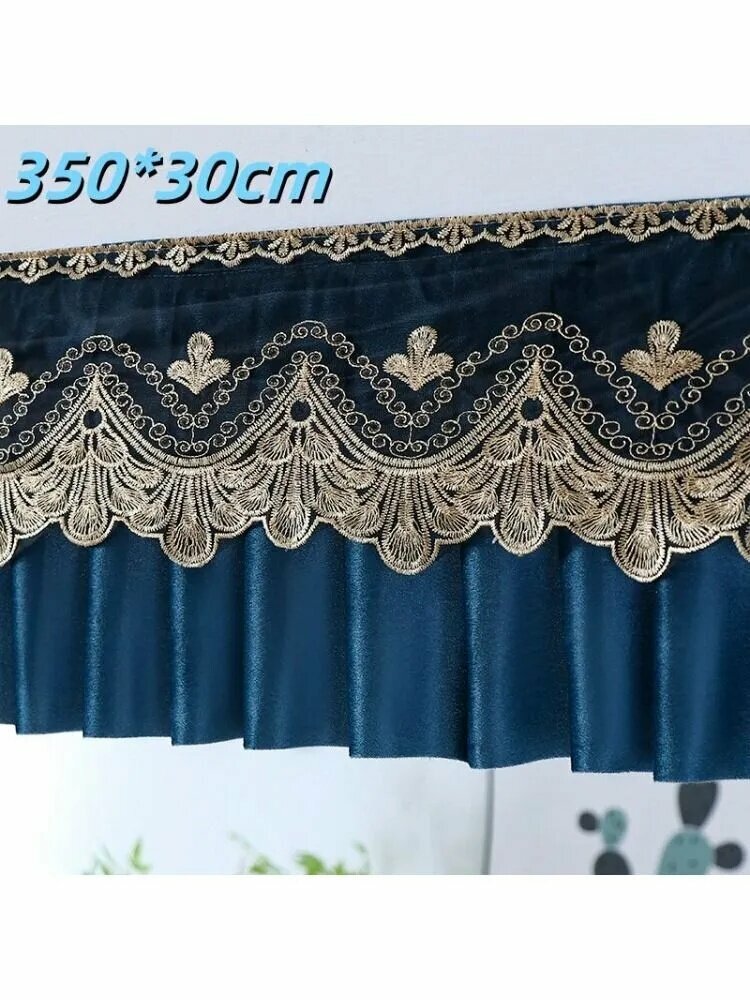 Ламбрекен для штор самоклеящийся, без сверления, короткий, тканевый с кружевом, в европейском стиле