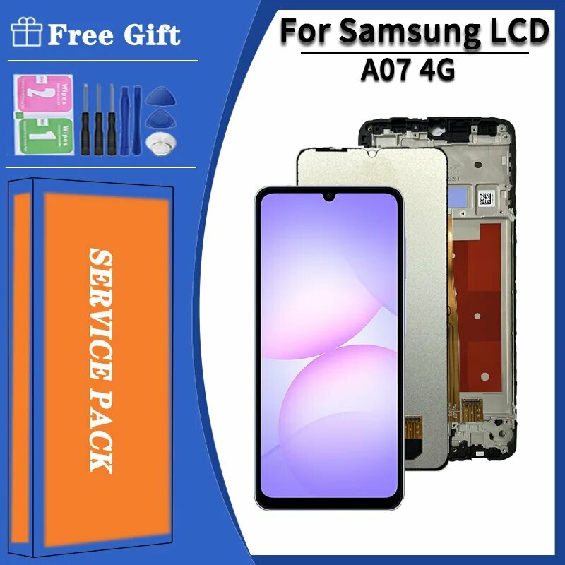 6,7-дюймовый IPS ЖК-дисплей 90 Гц для Samsung A07 4G A075B A075F A075M A075B/DS Black With Frame