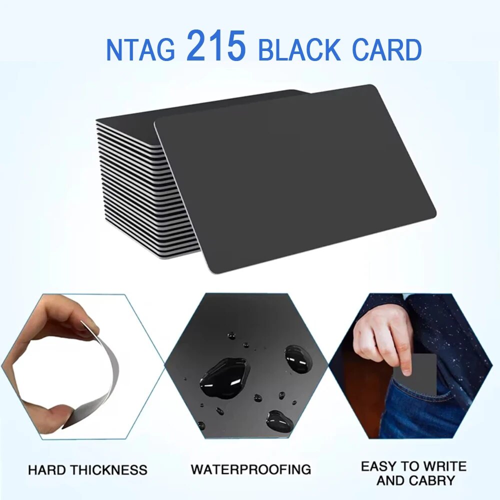 NFC-карты NTAG215 черные 504 байта Tagmo для мобильных телефонов