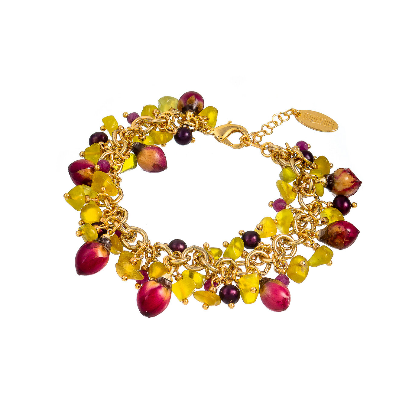 Браслет-цепочка, жемчуг культивированный, жадеит, эпоксидная смола, рубин синтетический