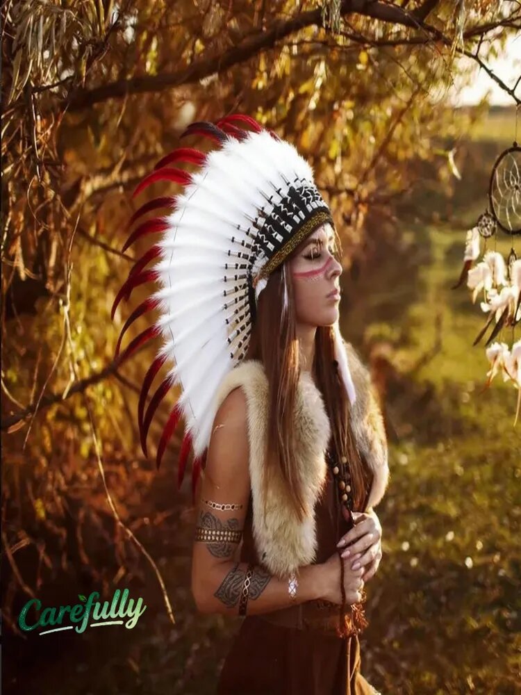 Головной убор вождя индейцев с искусственными перьями, украшение для косплея, головной убор для вечеринки