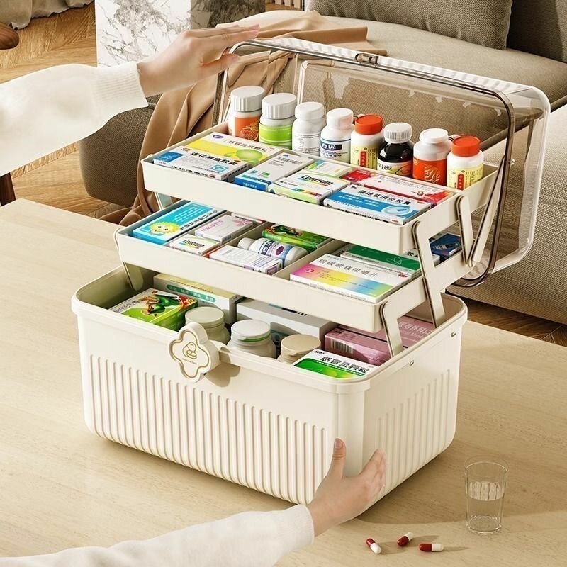 Аптечка домашняя большая контейнер органайзер для хранения лекарств и медикаментов дома пластиковый с крышкой, 26 л