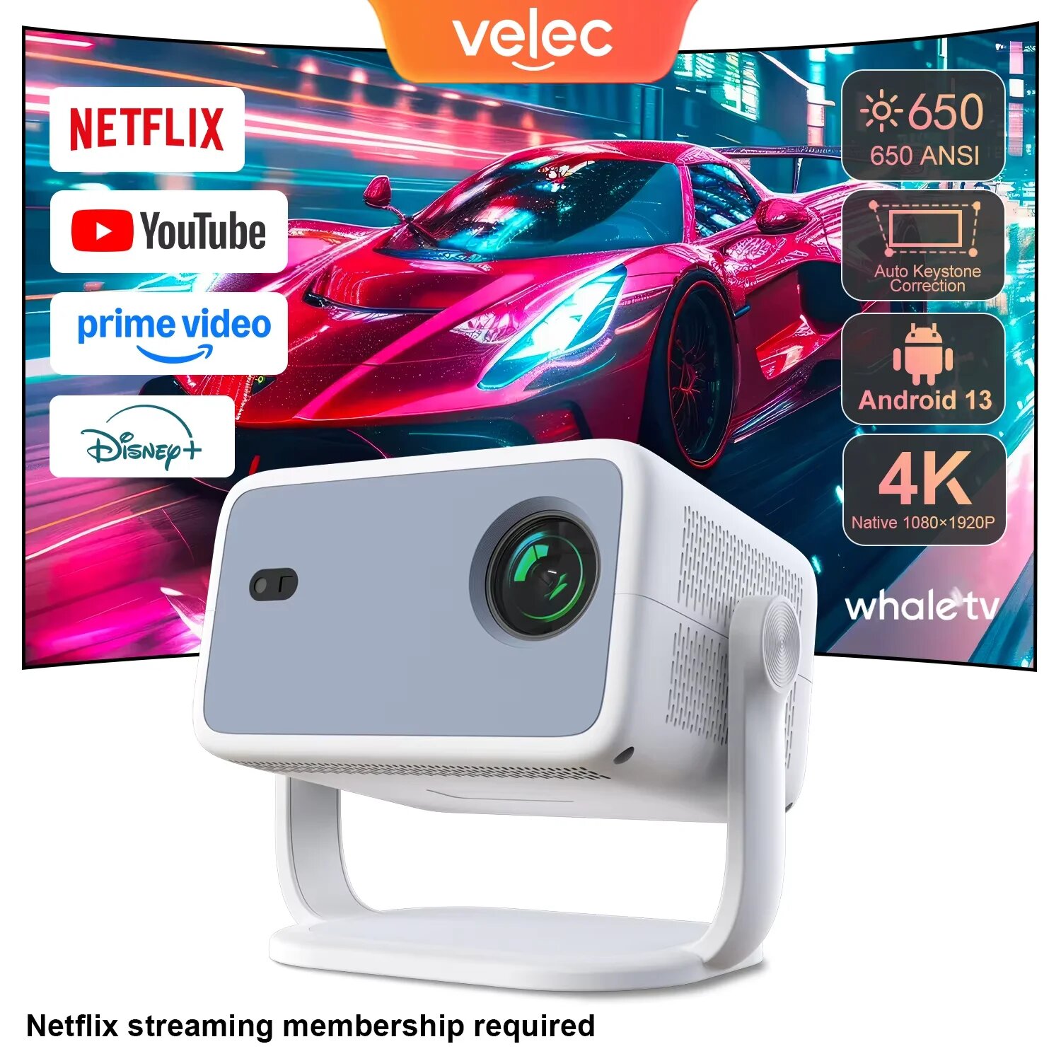 Проектор Velec Beam Projector TP350 Европейская вилка (EU Plug) — фото 1