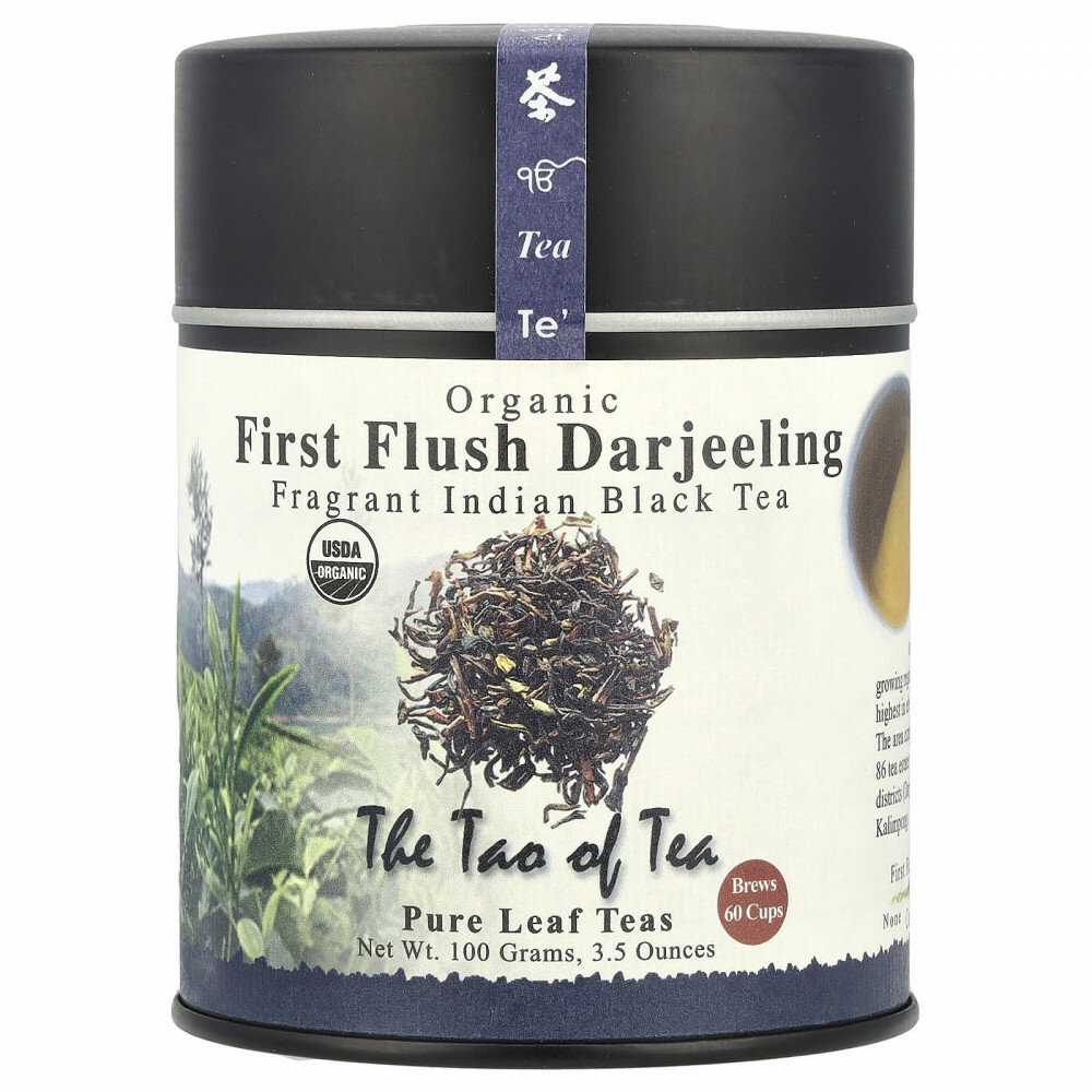 The Tao of Tea, Органический ароматный индийский черный чай, чай Дарджилинг первого сбора, 3,5 унц. (100 г)