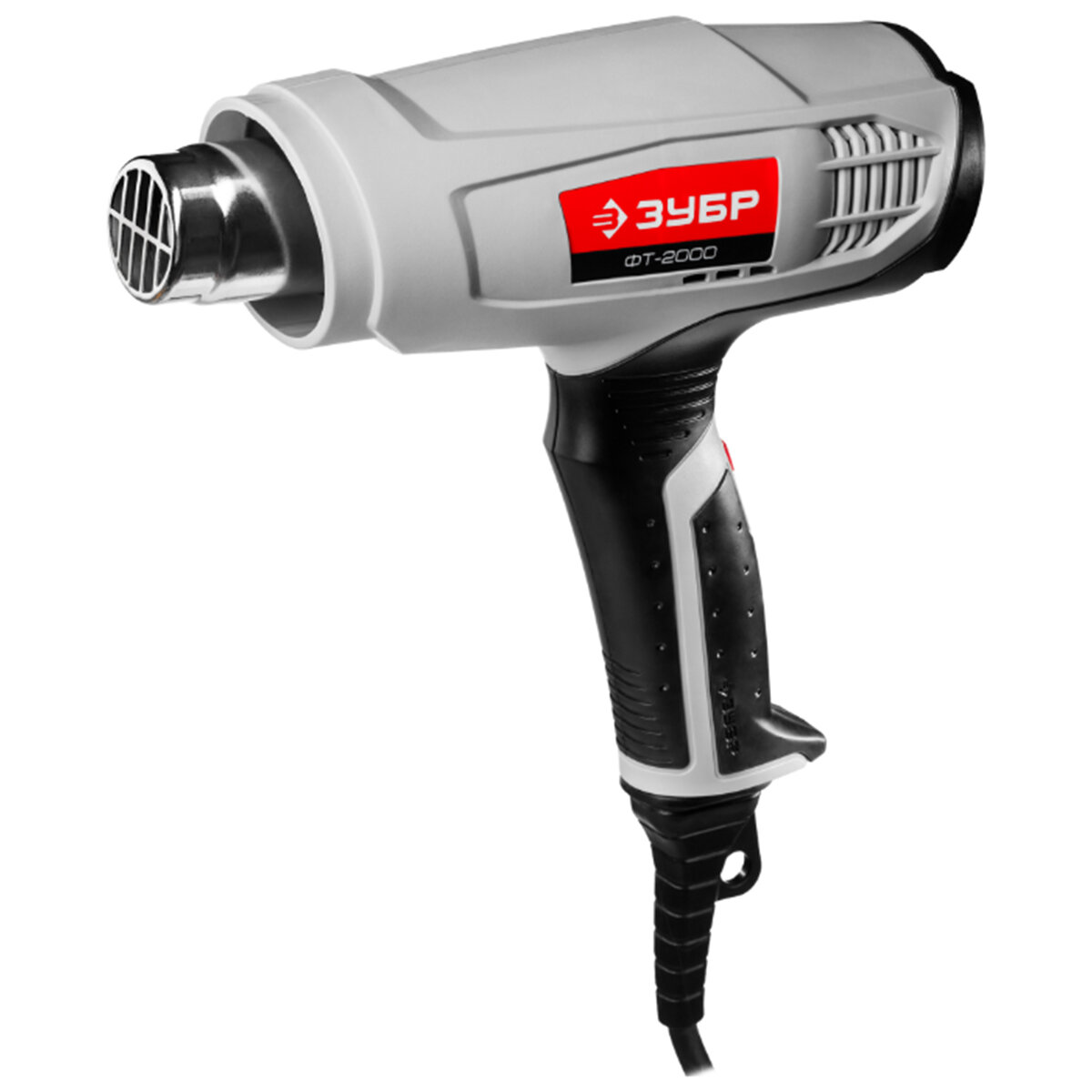Фен строительный ЗУБР ФТ-2000, серый, 2000 Вт, 350/650 °С, 350/550 л/мин
