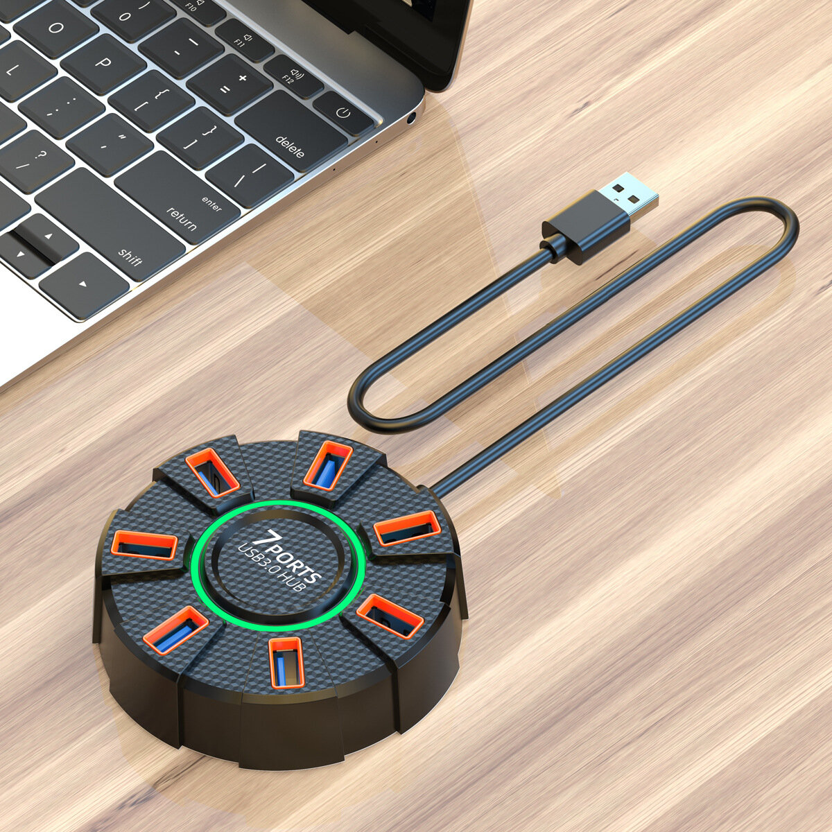 USB3.0HUB 7-портовый/10-портовый хаб с RGB-подсветкой, совместимый со всеми компьютерными разъемами, многопортовый высокоскоростной хаб.