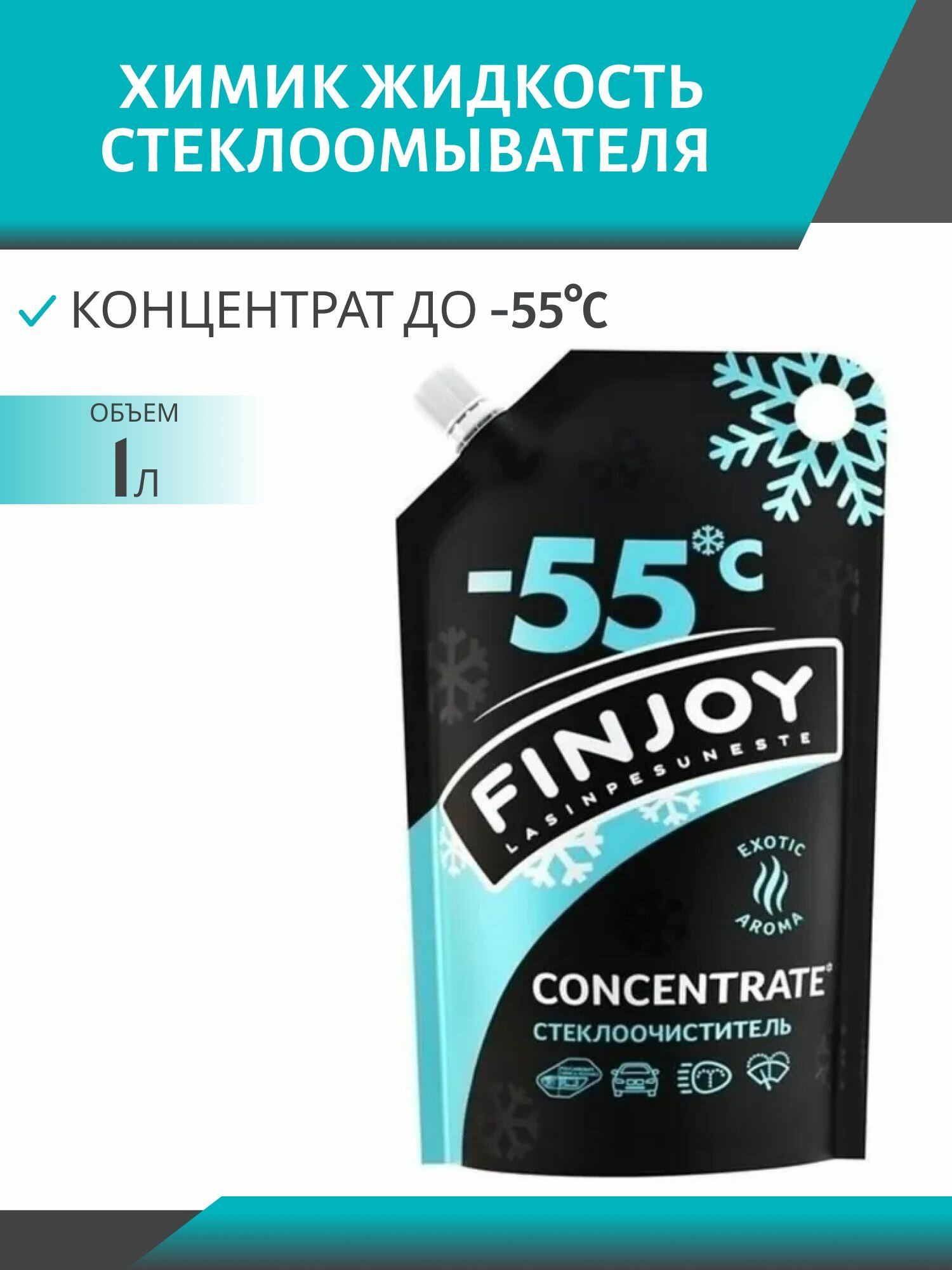 Очиститель стекла химик FIN JOY -55*С 1 л дой-пак концентрат зимний
