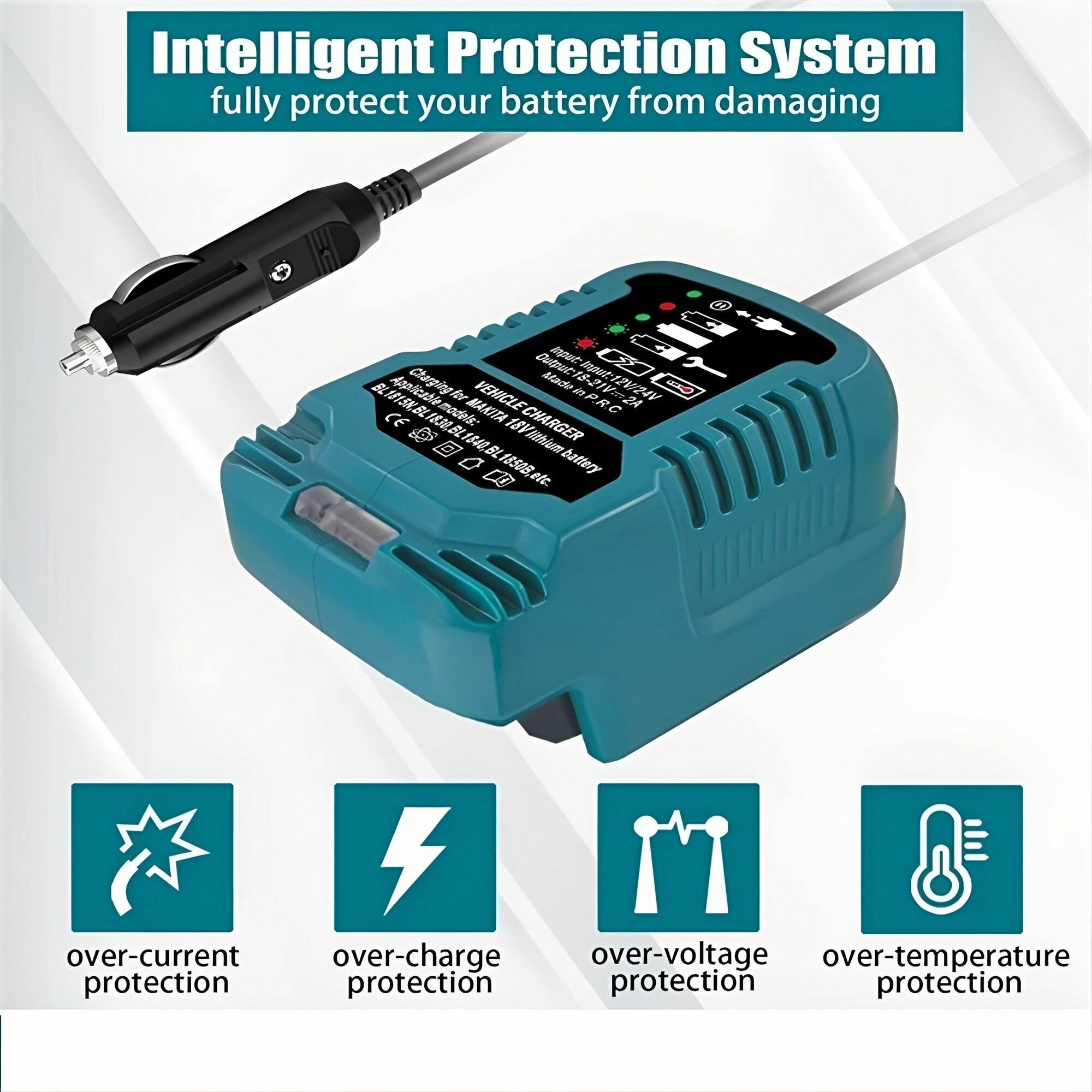 M7 Для Maikta BL1830 BL1840 BL1850 BL1840B BL1815 18 В литий-ионный аккумулятор прикуриватель мини зарядное устройство автомобиль OUZ6