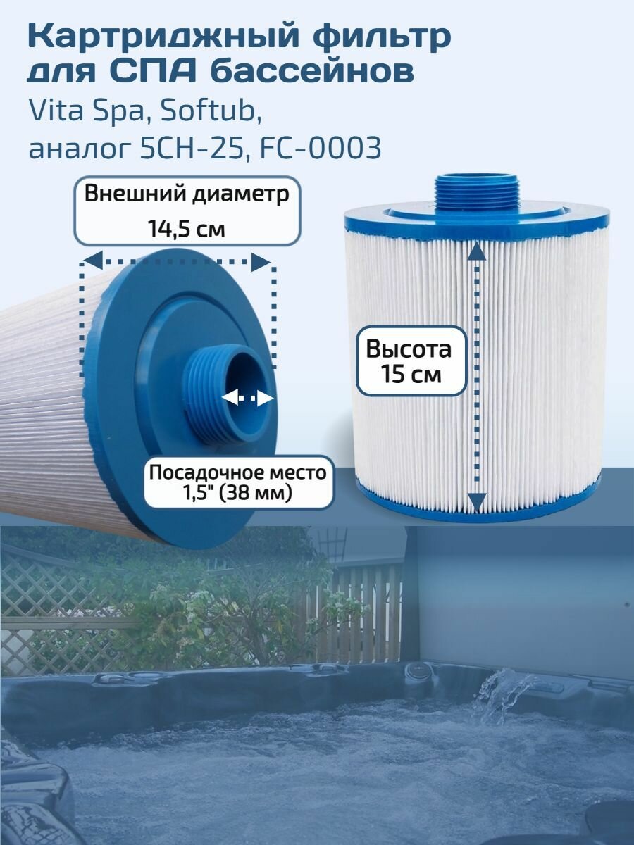 Картриджный фильтр для СПА бассейнов Вита Спа, Софтаб, аналог 5CH-25, FC-0003 9шт