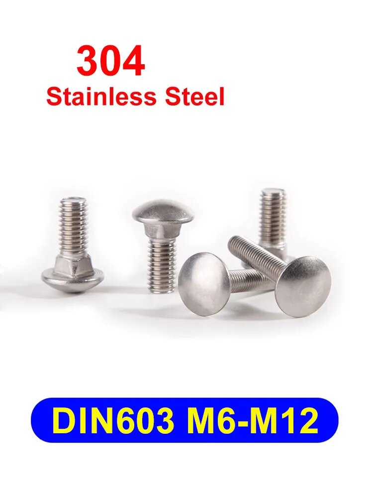 M6 M8 M10 M12 DIN603 304, ферменный винт из нержавеющей стали с круглой головкой и 40mm, 10pcs M6
