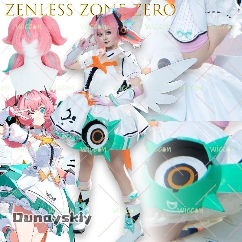 Костюм Аиры «Ангел Желаний» из Zenless Zone Zero Белый, S, suit wig
