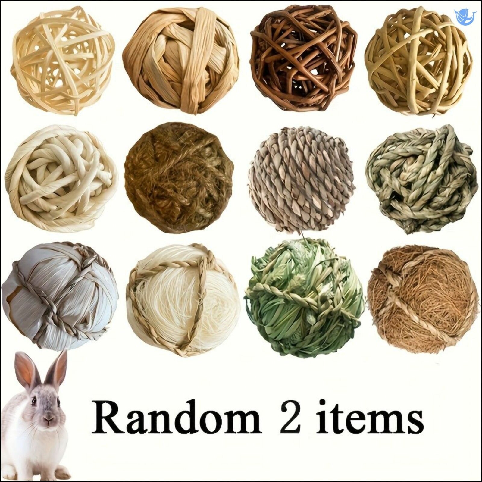 2/4 шт. Набор мячиков для жевания игрушки для кроликов и морских свинок, натуральные волокна, защита зубов, здоровье питомцев