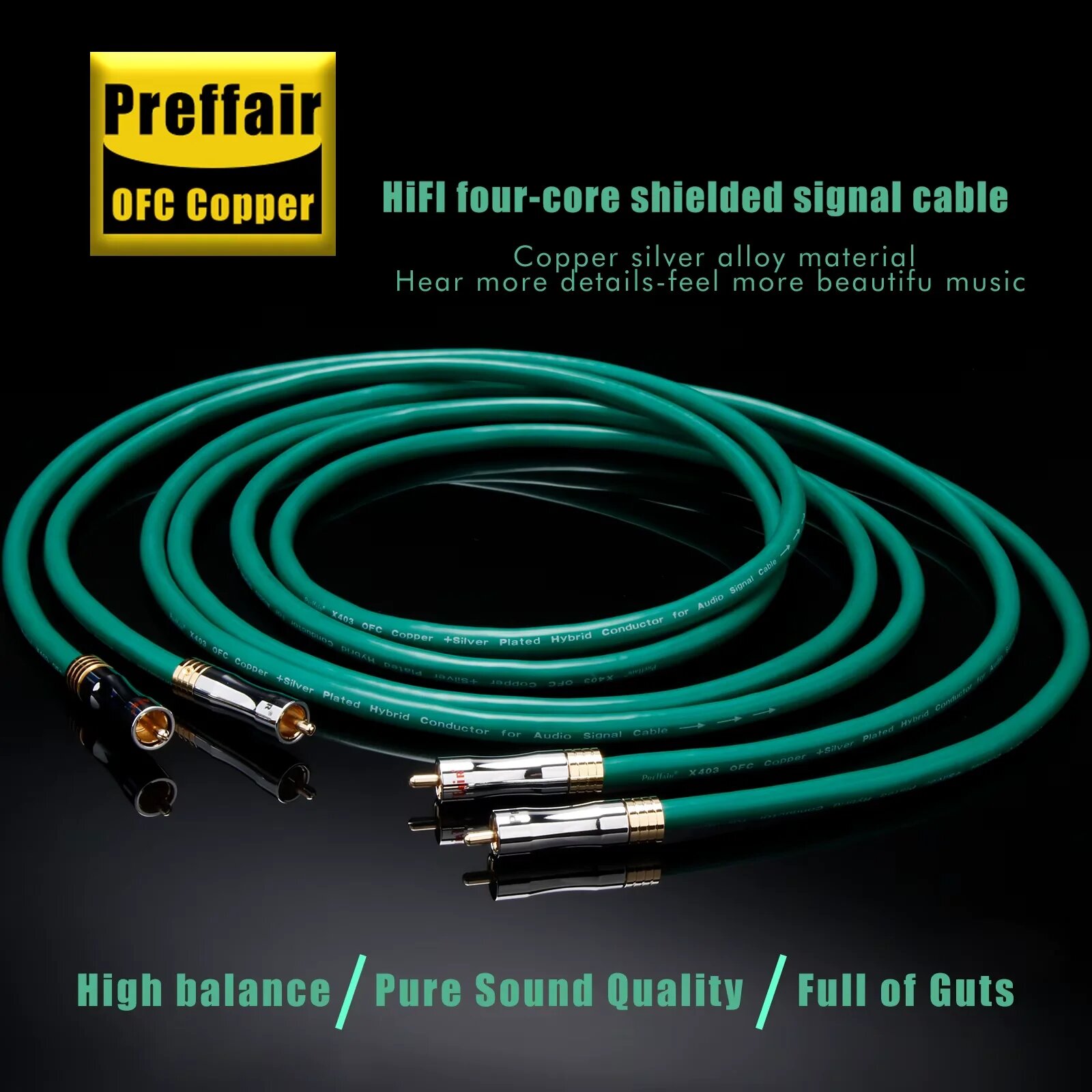 Preffair X403R1703, RCA кабель 0.75м, зелёный