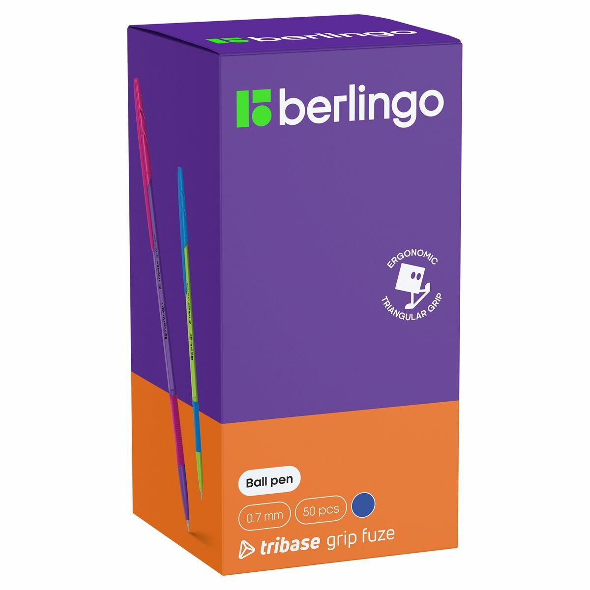 Ручка шариковая Berlingo "Tribase grip fuze" синяя, 0,7мм, грип, 50шт.