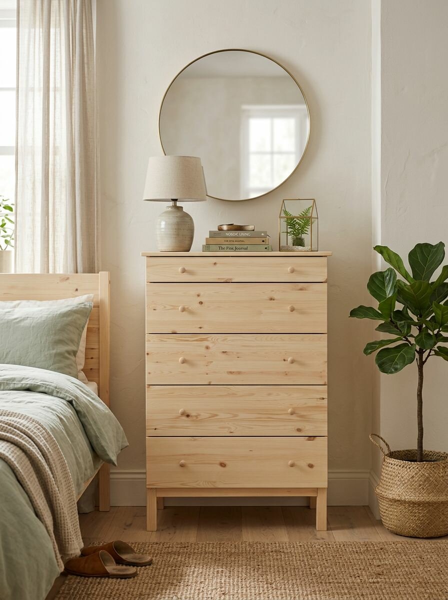 Комод для одежды большой Тарва Tarva 5 ящиков, 79х40х127, на ножках, массив сосны