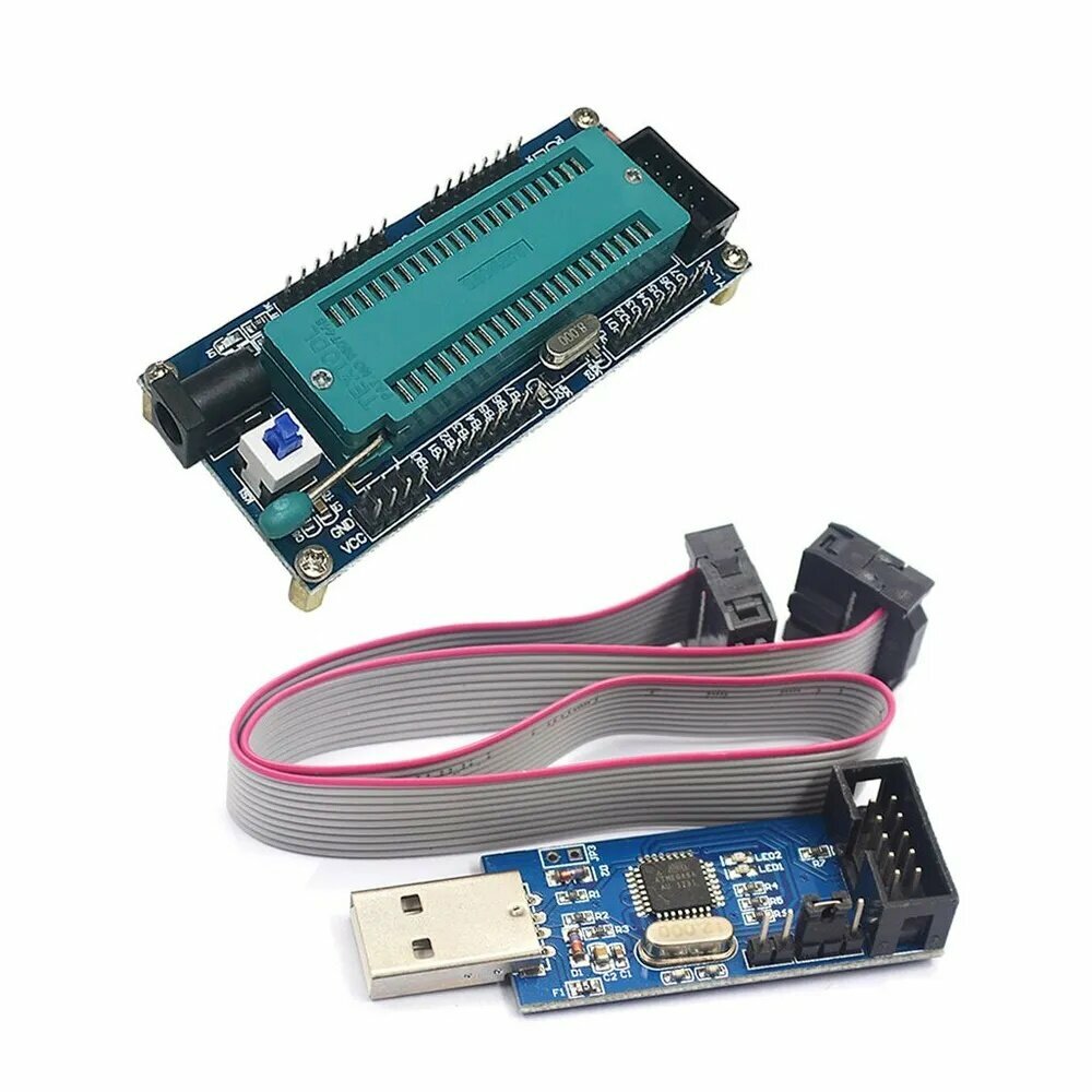 (1 комплект) Системная плата однокристального микрокомпьютера AVR + программатор загрузчика ISP