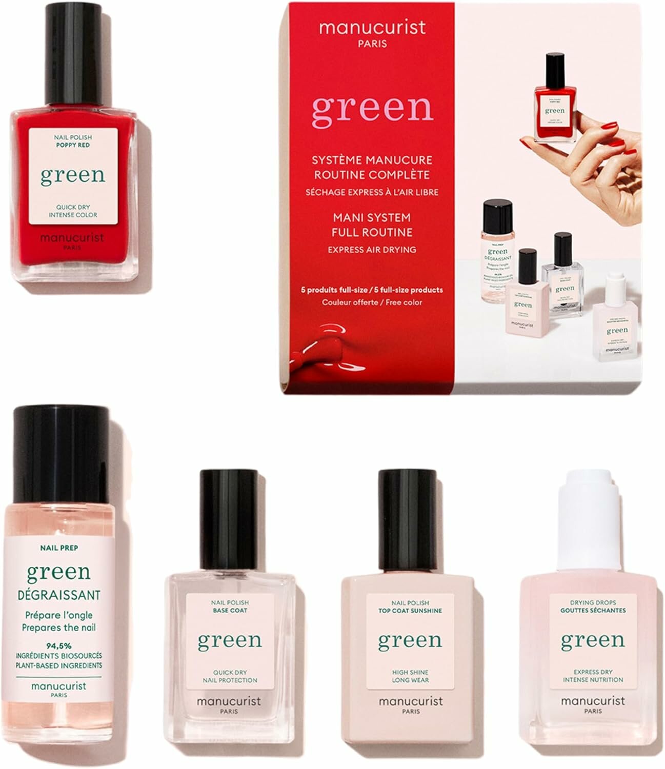 Manucurist Набор для маникюра Green System - оттенок Poppy Red
