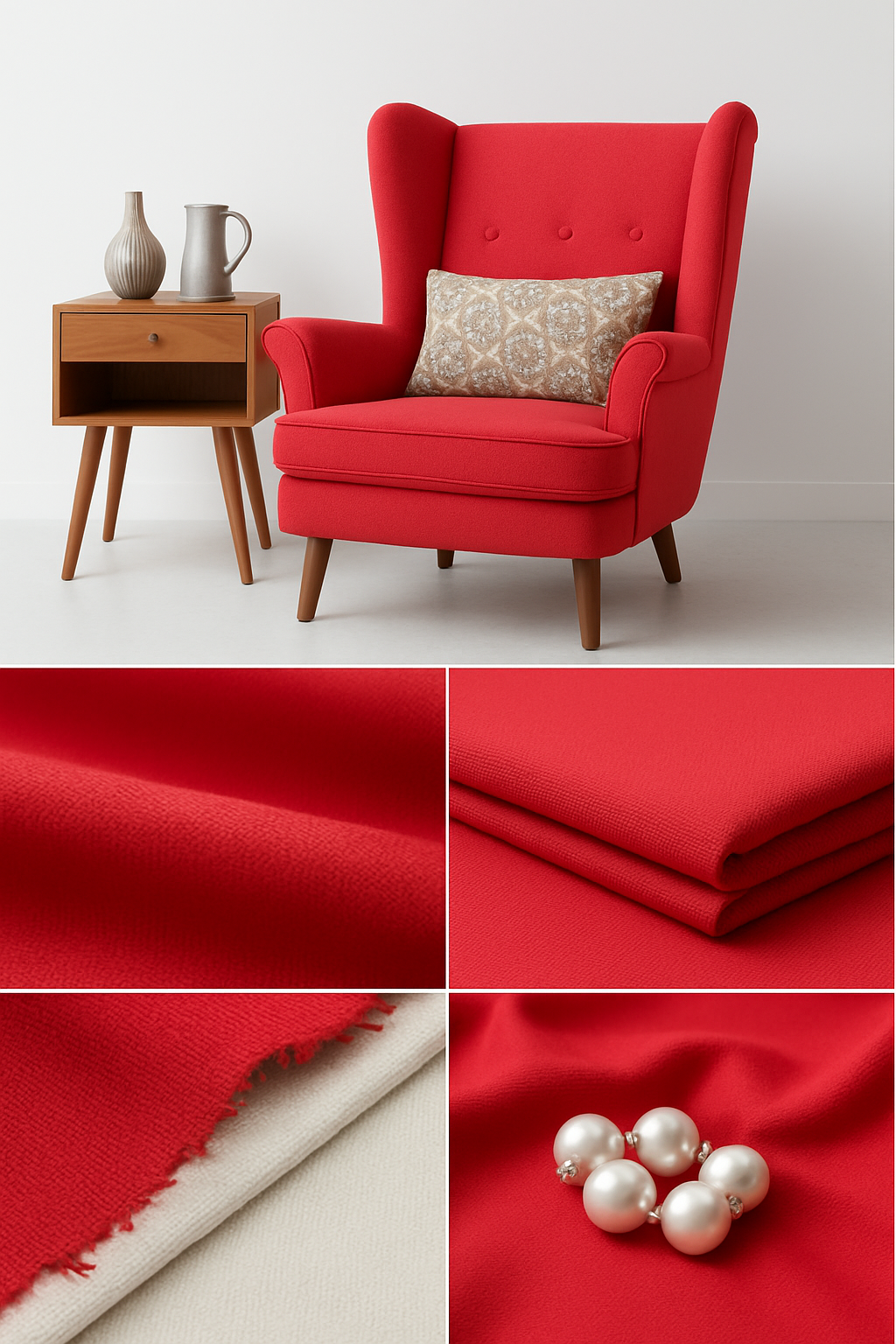 Мебельная ткань Велюр Отрез140*200см Обивка Верона красный