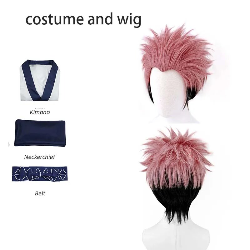 Костюм для косплея Ryomen Sukuna, одежда для взрослых, японское кимоно Sukuna L, costume and wig