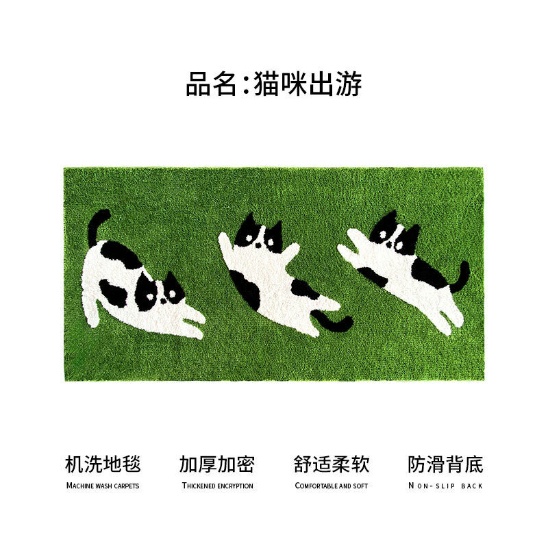 Возможна доставка по системе дропшиппинга. Мягкий, пригодный для машинной стирки, стильный плюшевый ковер с медведем для украшения комнаты, милый коврик с флокированным покрытием.