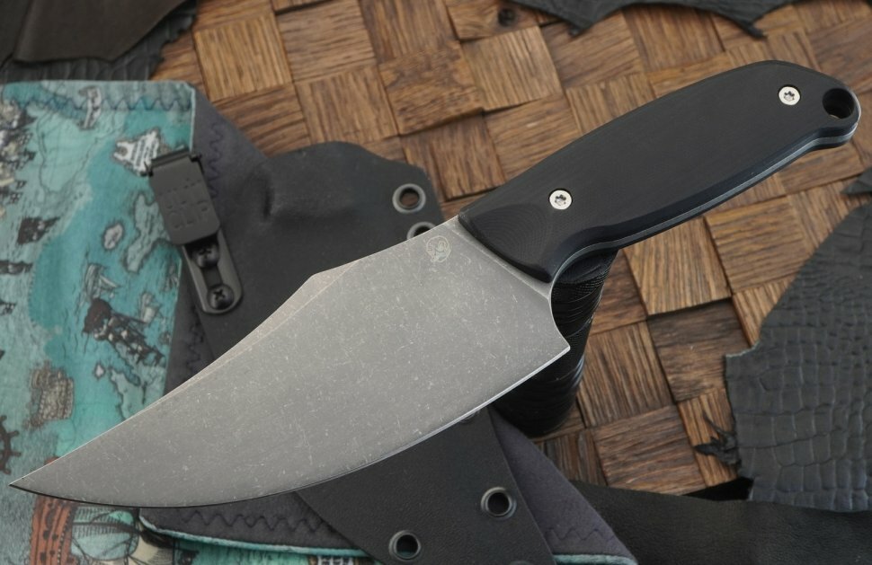 Нож с фиксированным клинком Barmaley Knives Пьеро, сталь AUS-10Co, SW, рукоять черный G-10