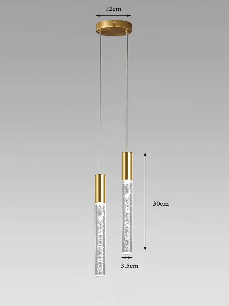 Светодиодная люстра подвесная FUMI LIGHTING, 10 Вт, 2 плафона, хрустальные подвески, золотой — фото 1