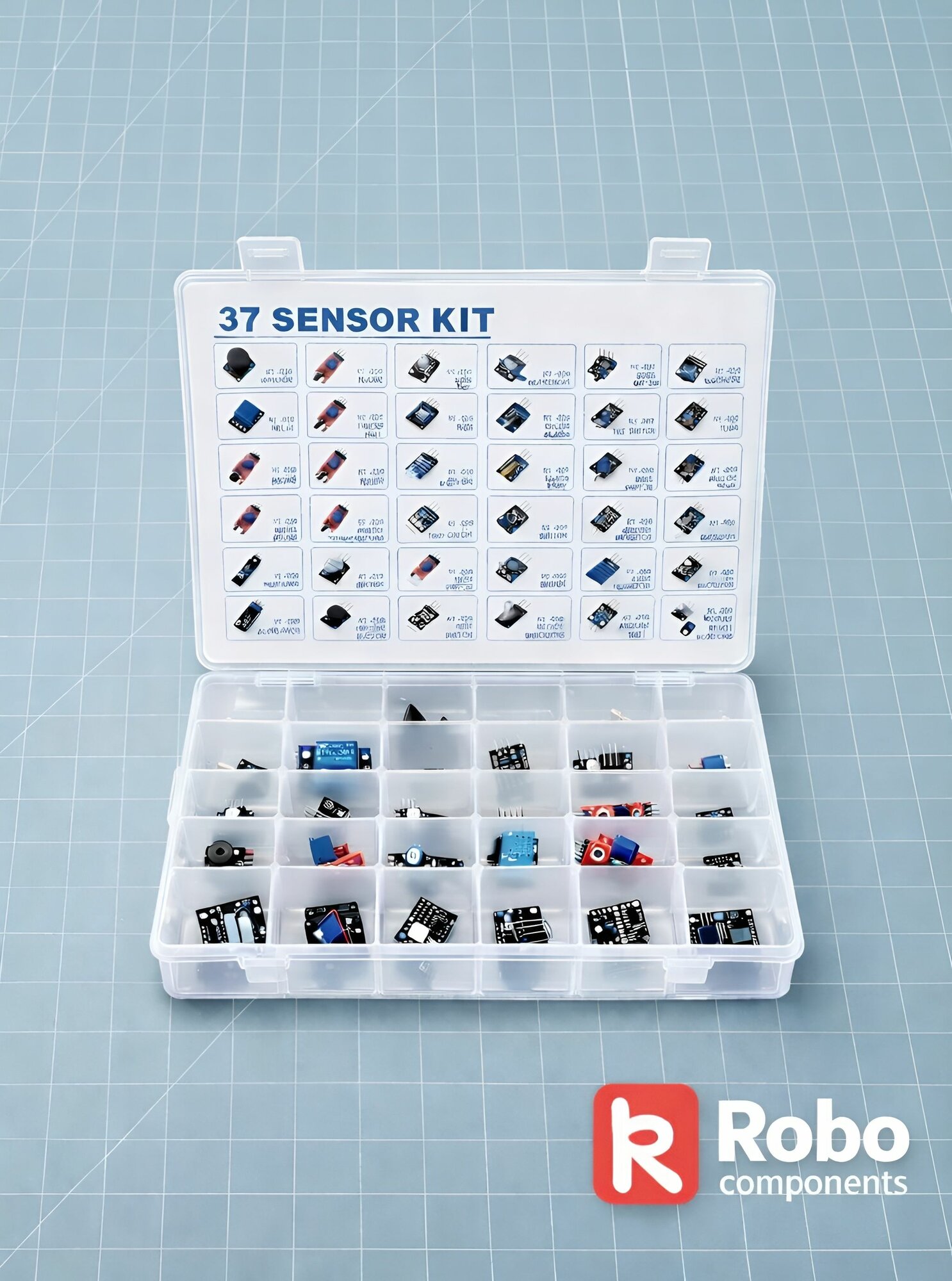 Набор датчиков и модулей 37 в 1 Sensor Kit , для Ардуино в пластиковом кейсе