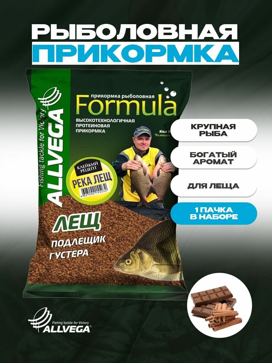 Прикормка для рыбалки ALLVEGA Formula Река лещ 1 пачка 0,9кг