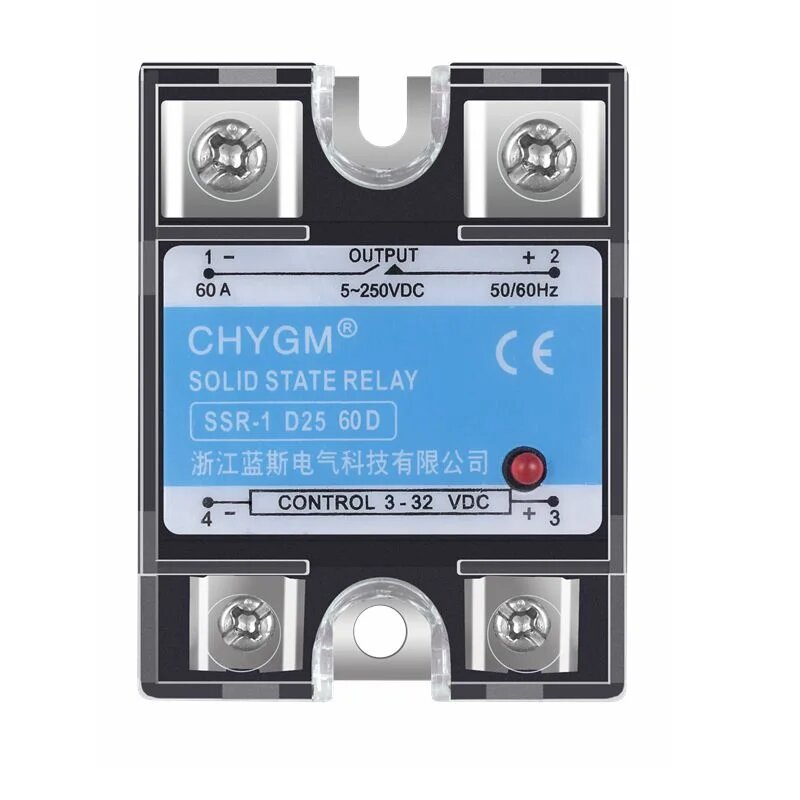 Твердотельное реле CHYGM SSR-1 D25 60D, 60A, 5-250VDC