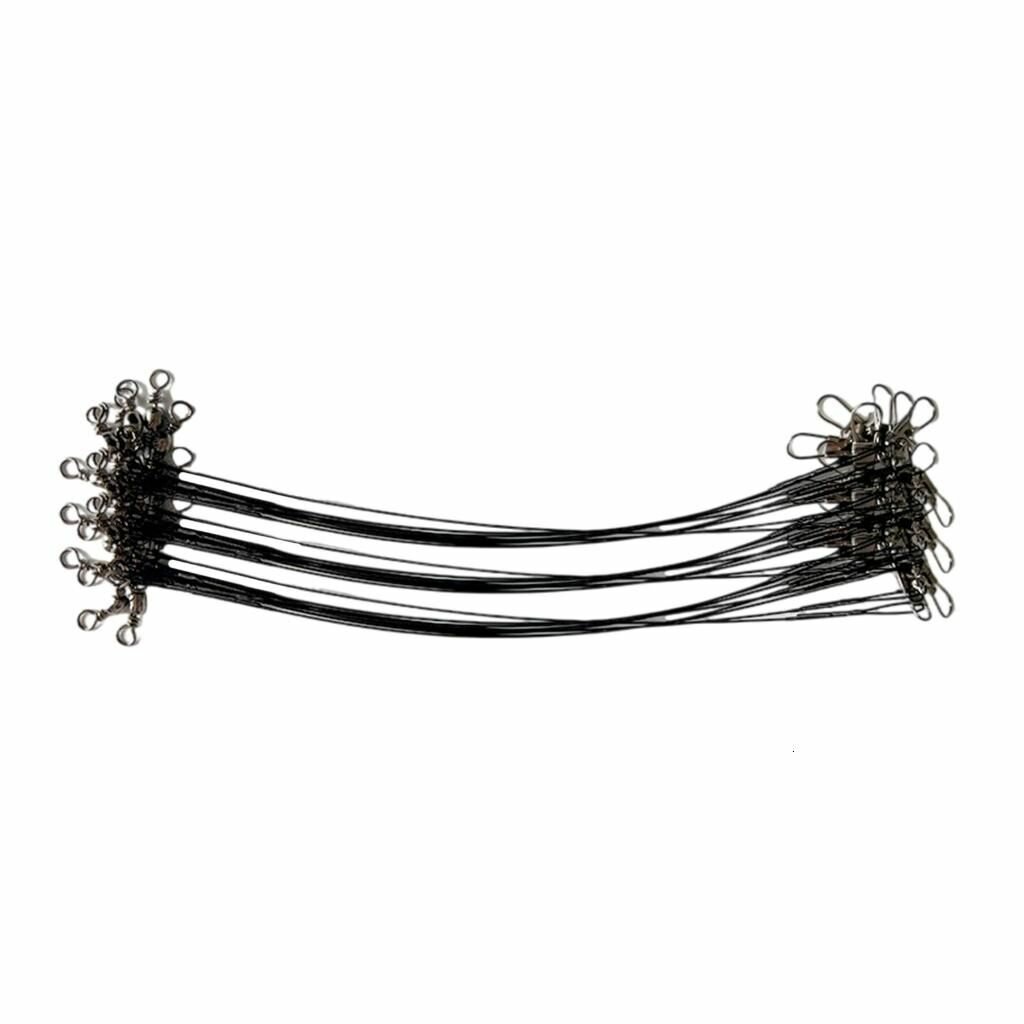 Поводок рыболовный 40 шт. с вертлюгами, Черный - 15cm
