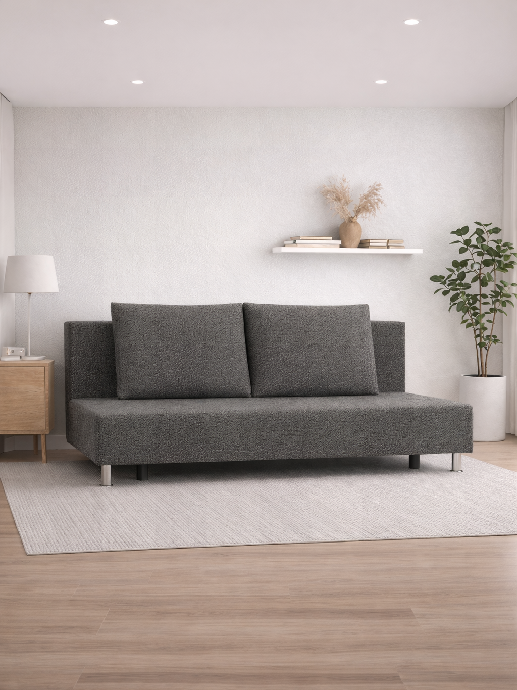 Диван кровать Парма Рига DIVANO, раскладной, без подлокотников, еврокнижка, рогожка, серый