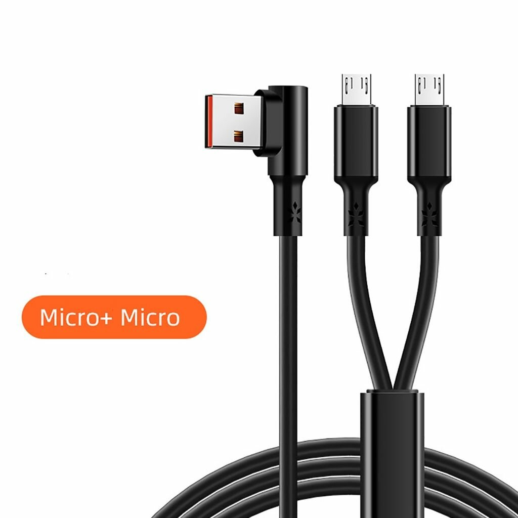 Двусторонний зарядный кабель с локтем USB, двойной Android